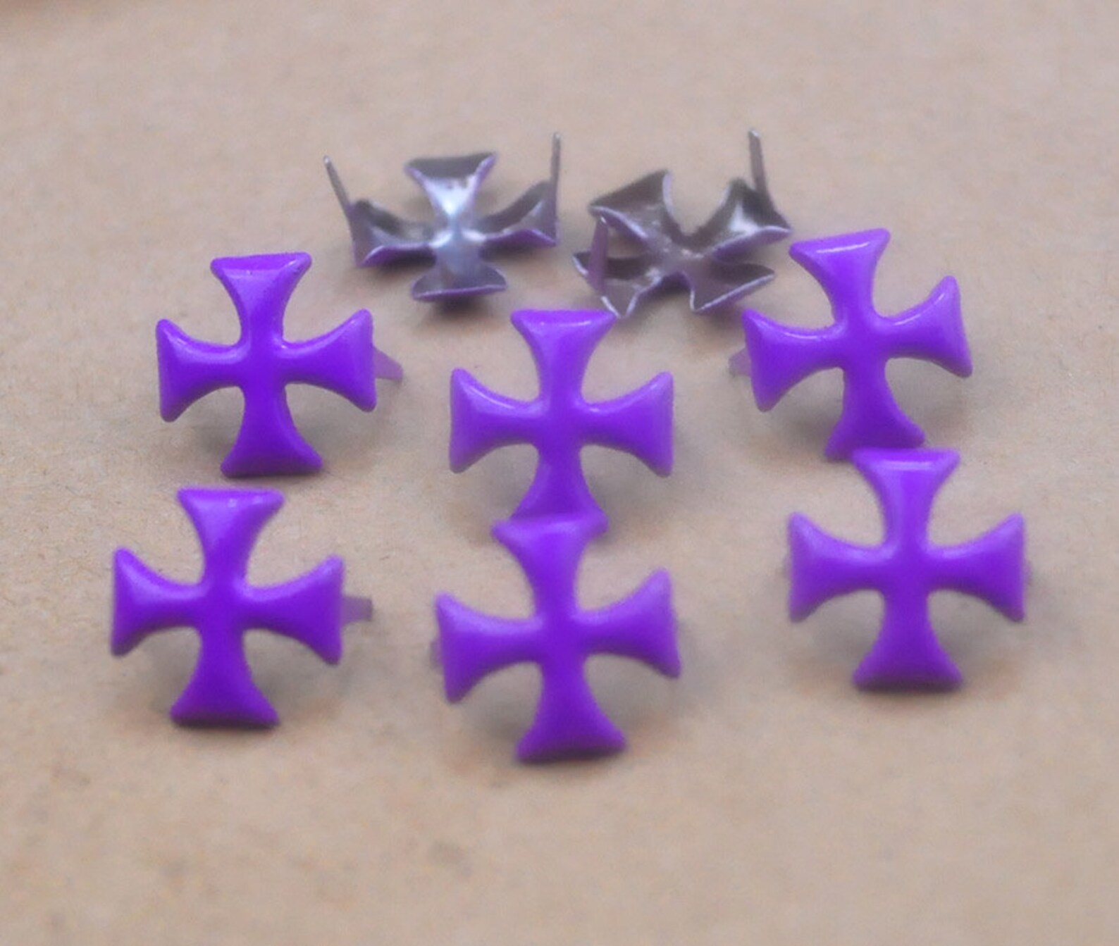 Metal Punk Cross Rivet50pcs 12x12mm Purple Studs/rivet With - Etsy