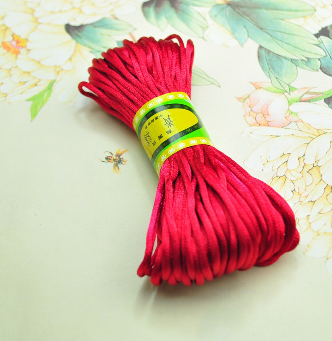 20 Yards,2mm Satin Cord-- Red Satin Rattail Cord - Etsy