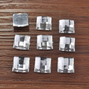 Square Rhinestone,acrylic Rhinestone-10mm Square Faceted Flat Back ...