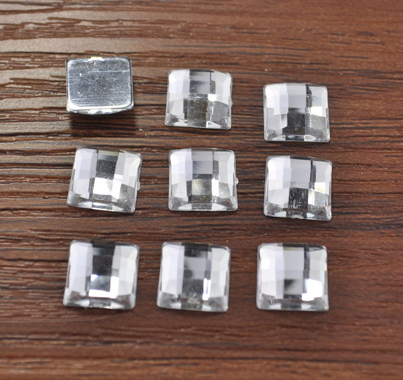 Square Rhinestone,acrylic Rhinestone-10mm Square Faceted Flat Back ...
