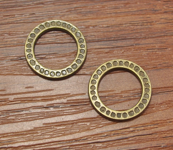 Antique Bronze 20mm Round Circle Ring Charmsring | Etsy