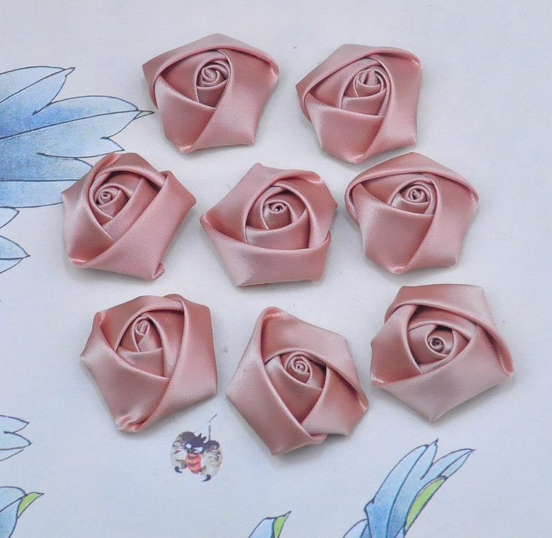 Wholesale Satin Rose Flower,20pc Dusty Rose Satin Rolled Rosettes ...