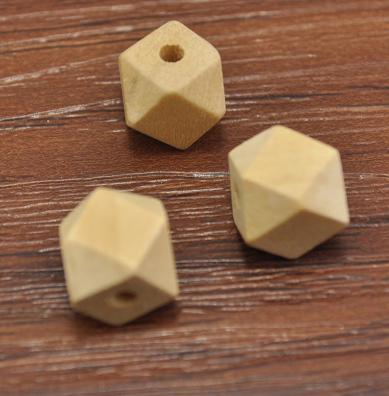 100pcs Natural Polyhedron Faceted Cube Wooden Beads - Etsy