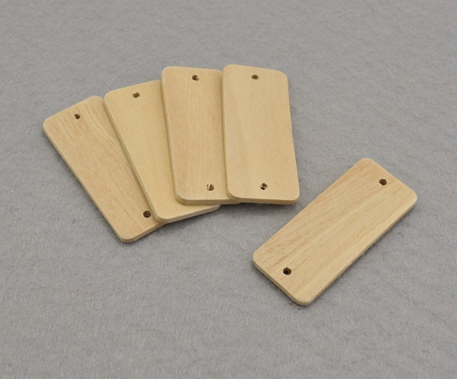 Wood bead rectangle flat natural wooden bead 58x14x3mm | Etsy