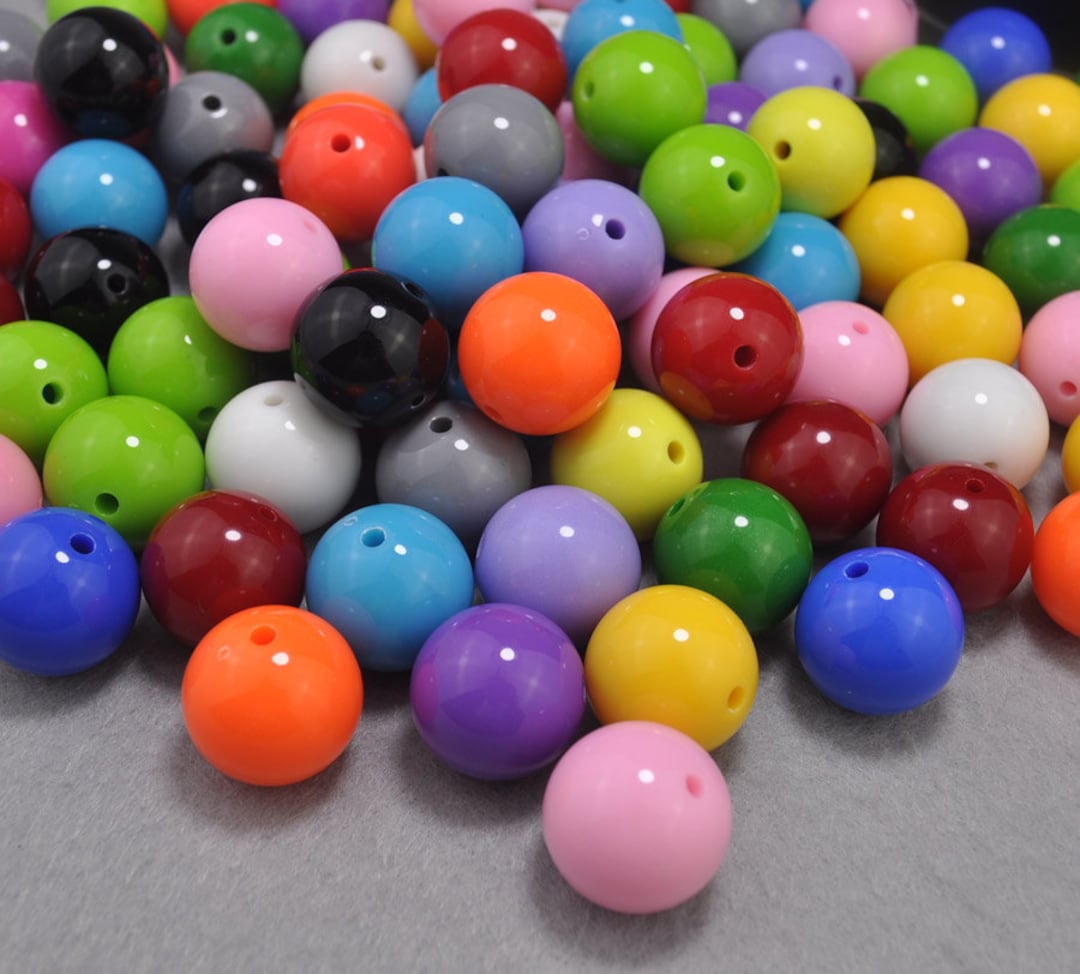 50pcs Candy Color Bead--mixed Color Plastic Pearl,20mm Round Acrylic ...