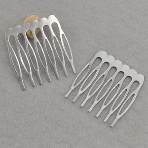 Silver Gray Metal Comb- 10pcs Metal Hair Combs 7 Teeth 37x40mm - Etsy