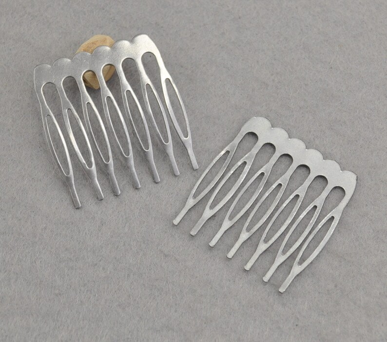 Silver Gray Metal Comb 10pcs Metal Hair Combs 7 Teeth 37x40mm - Etsy