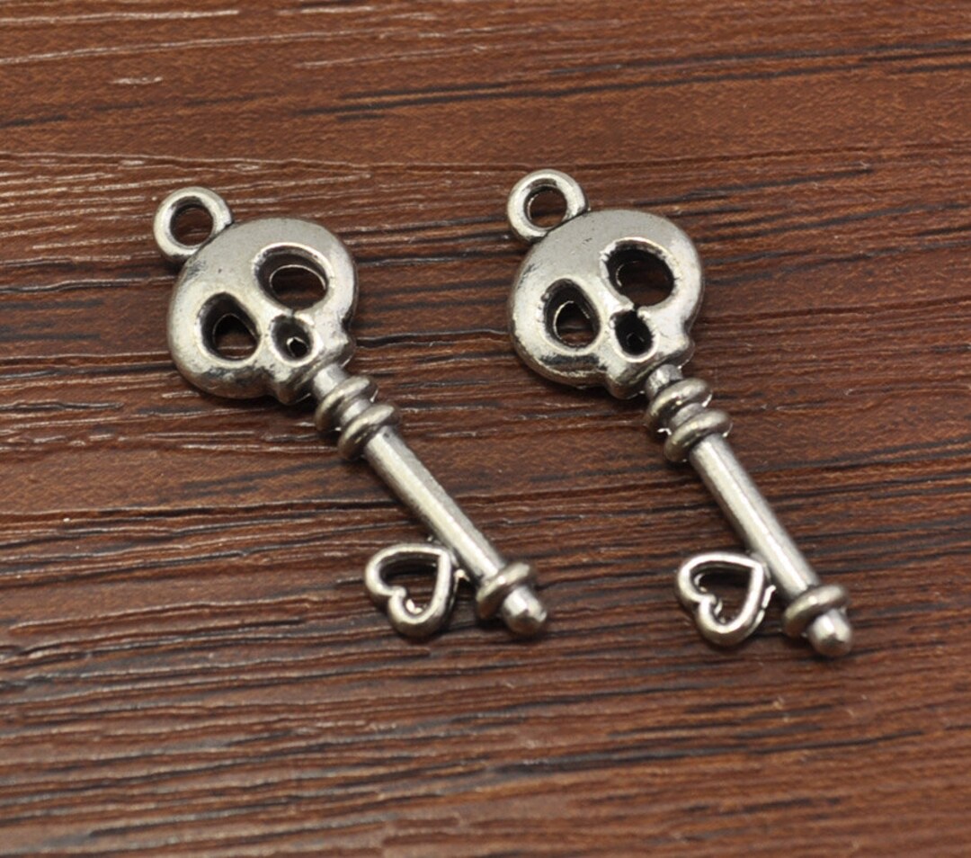 50 Cute Key Charm,ghost Key Pendant,heart Key Charm,antique Silver Tone ...