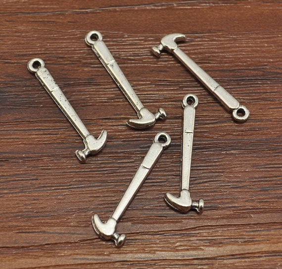 Antique Silver Hammer Charmscute 3D Hammer Pendants | Etsy