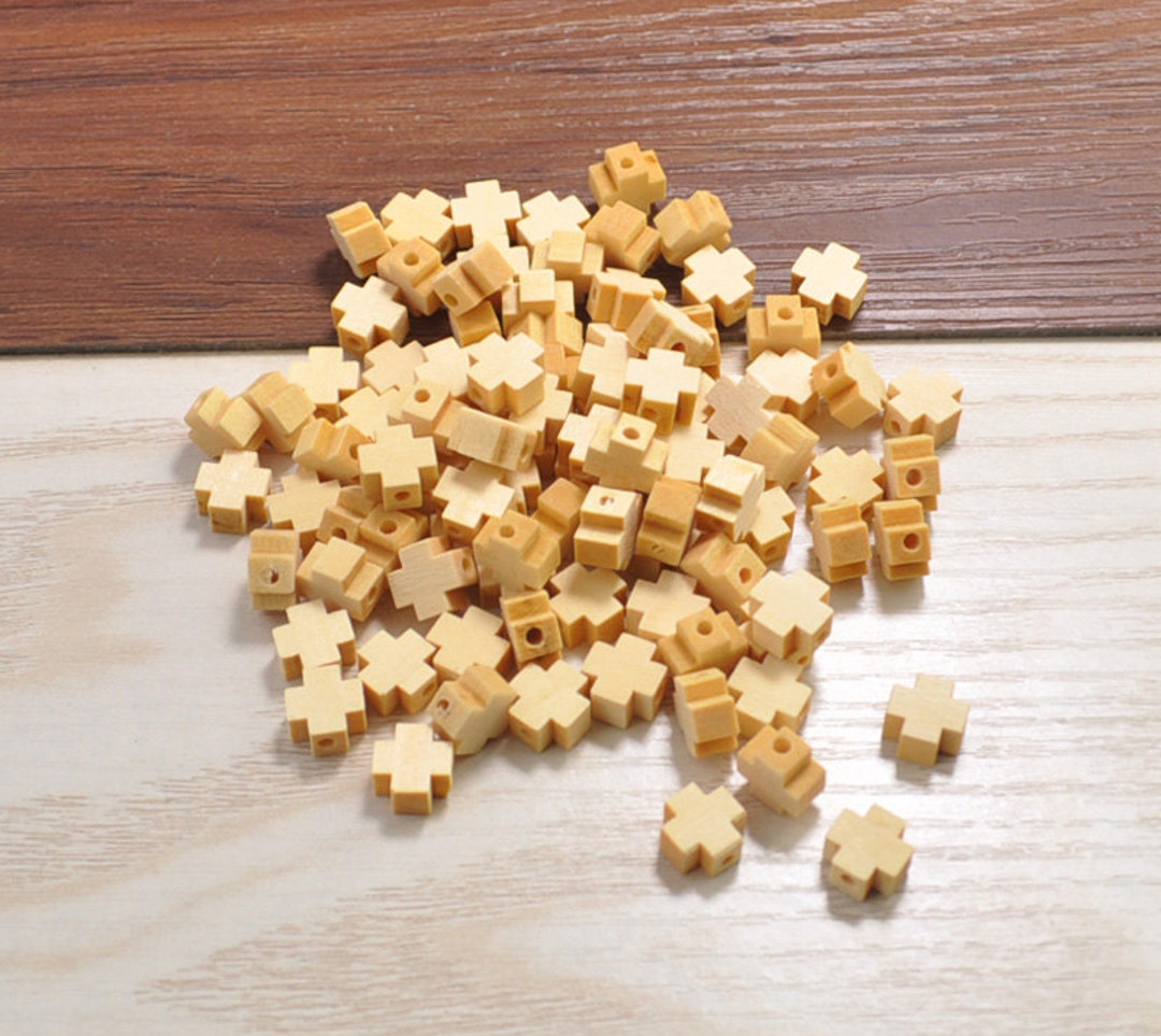 50pcs Small Wooden Cross Beads,mini Wooden Cross Pendant 8.5x8.5x5mm ...