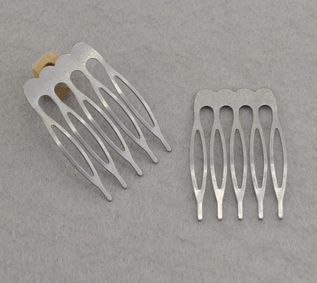 Silver Gray Metal Comb- 50pcs Metal Hair Combs 5 Teeth 26x40mm - Etsy