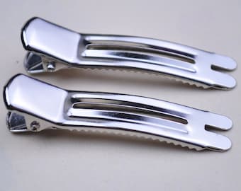50pc Silver Double Prong Metal Hair Alligator Clip With - Etsy