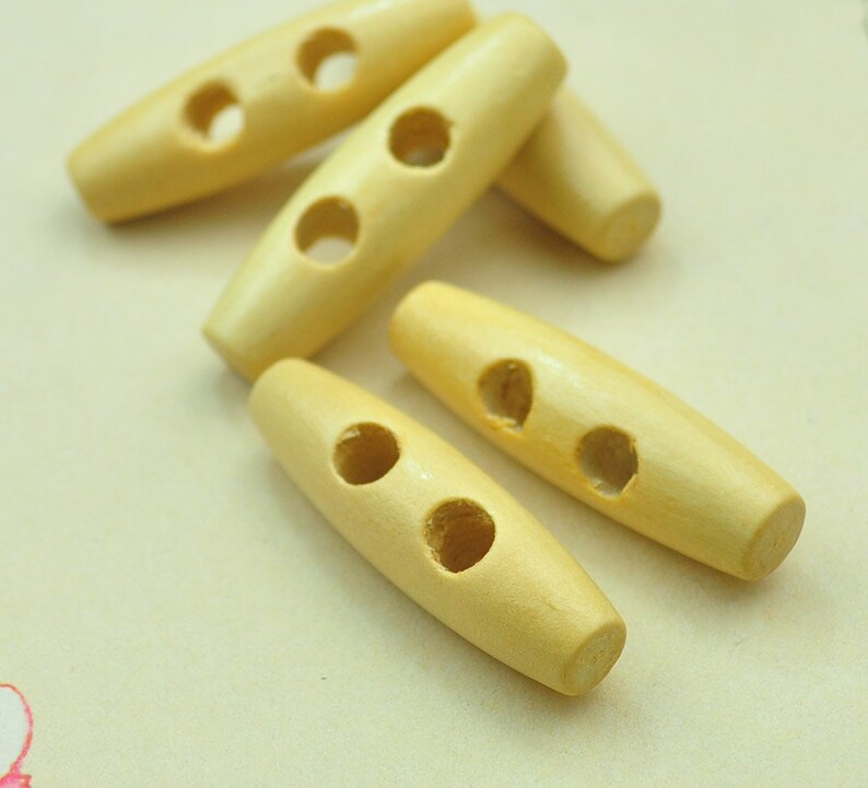 15pcs Wooden Buttons - - Wooden Toggles 40mm Length, 2 Holes - Etsy