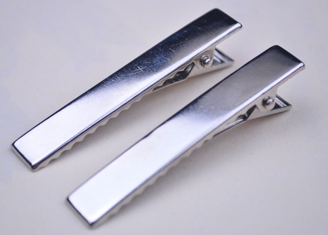 20pcs--60x9mm Silver Plated Alligator Barrette Flat Metal Top Hair Clip ...