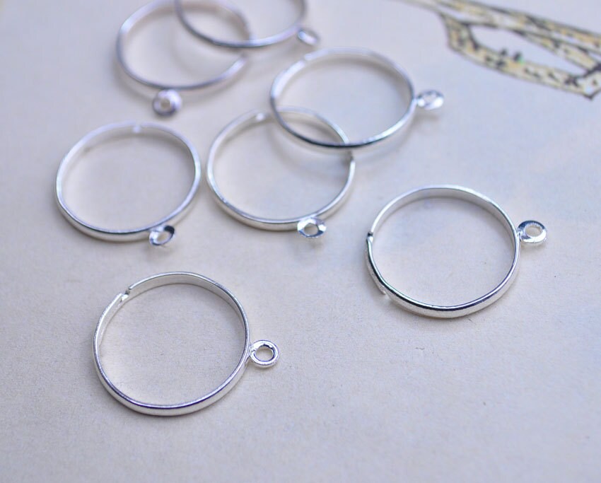 20pcs Silver Plated Adjustable Ring 19mm With Small Loop - Etsy
