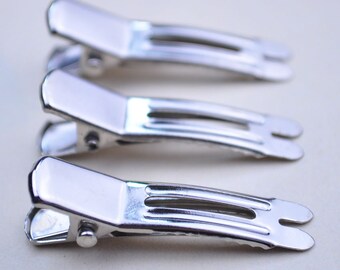 50pc Silver Double Prong Metal Hair Alligator Clip With Teeth,alligator ...