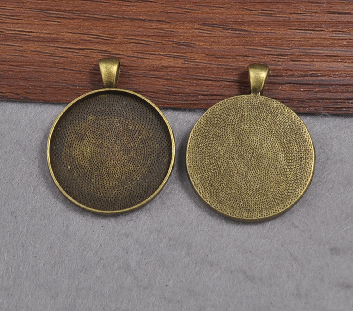 Cabochon Settings Photo Frames - Round Bezel Tray Antique Bronze Round ...