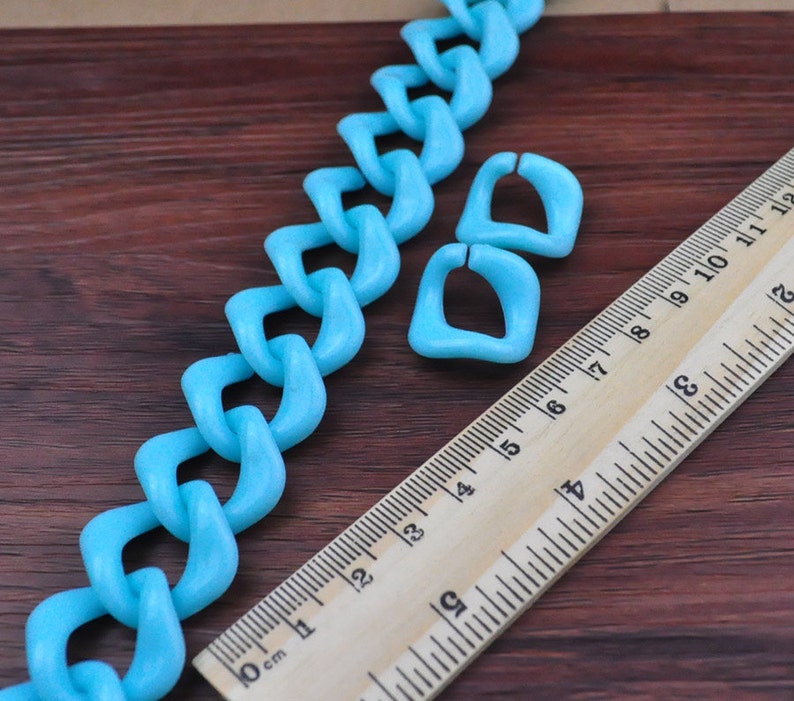 50pcs Plastic Chain Links,20x20mm Sky Blue Chunky Chain Links,curb ...
