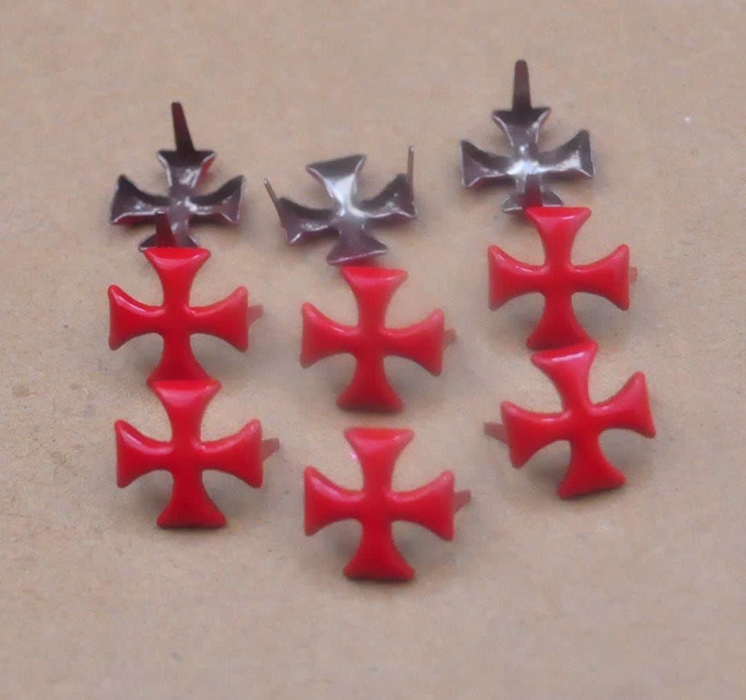 Metal Punk Cross Rivet--50pcs 12x12mm Red Studs/rivet With 2 Claws ...