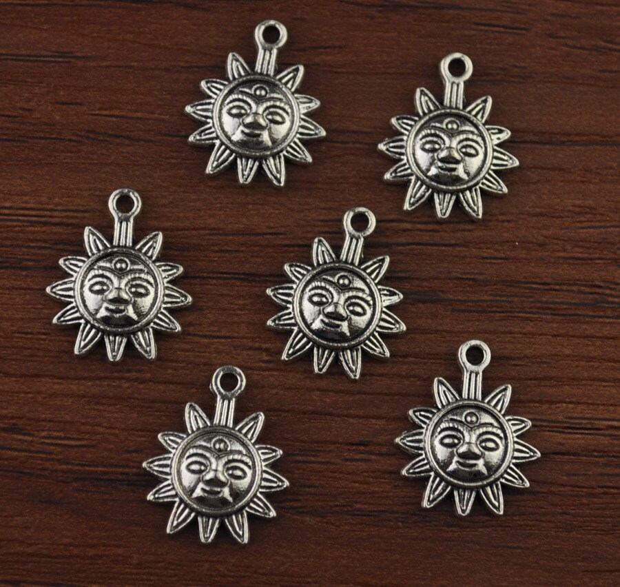 SunSunflowerSun Charm/PendantAntique Silver Tone 14x21mm | Etsy