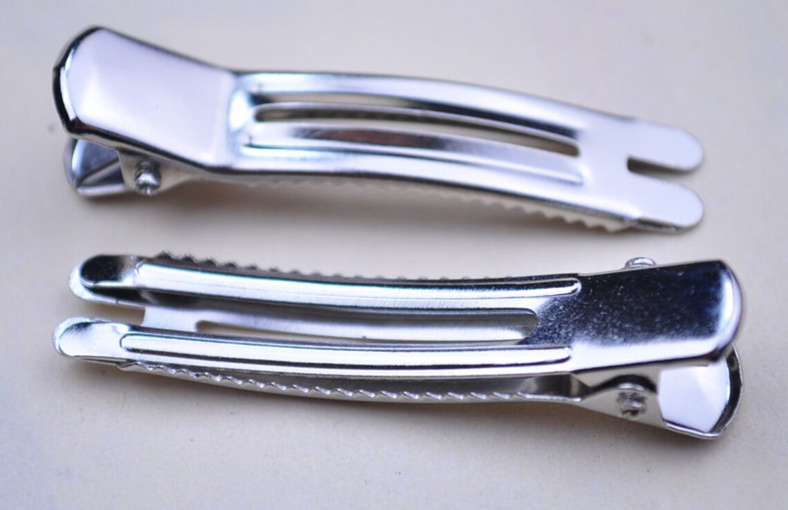 50PCS 48x10mm Silver Double Prong Metal Hair Alligator Clips - Etsy