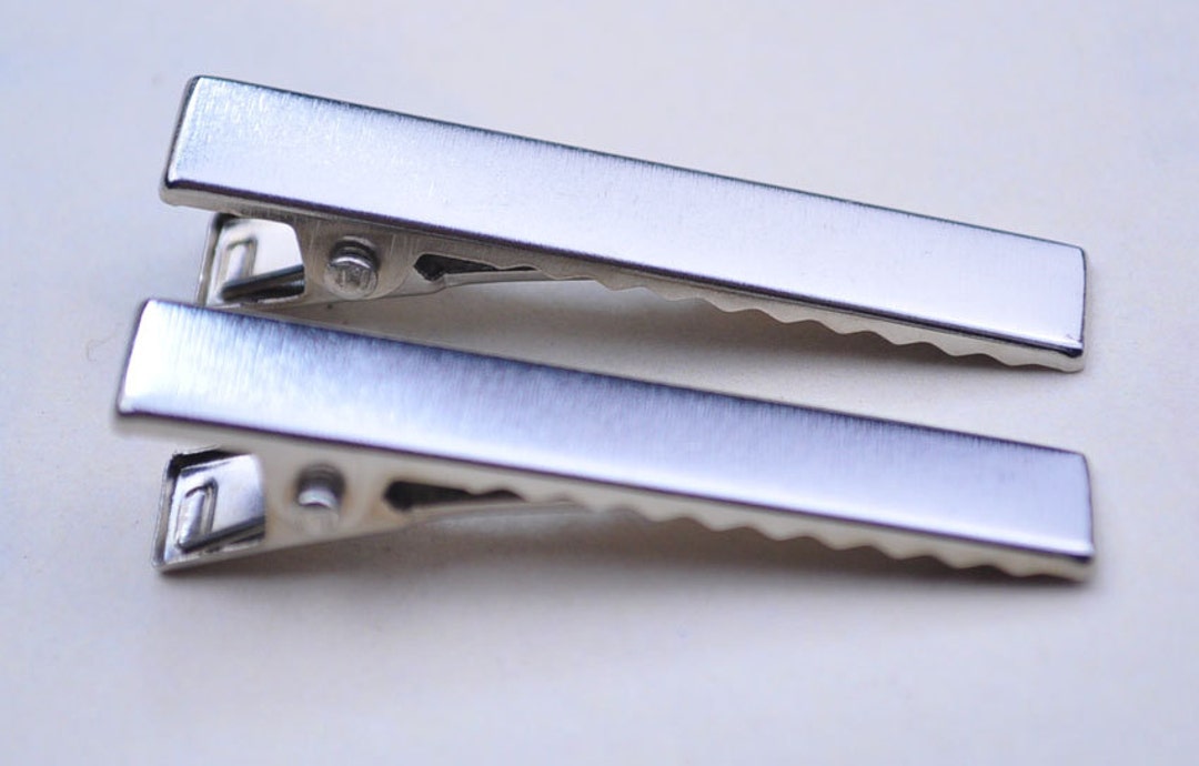 50pcs Silver Prong Hair Clips With Teeth - 40x8mm Tip Alligator Metal ...