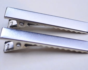 50pc Silver Double Prong Metal Hair Alligator Clip With Teeth,alligator ...
