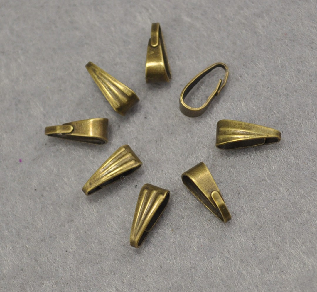 200pcs Claw Bail,pendant Clasps, Antique Bronze Pinch Clip Clasp Bail ...