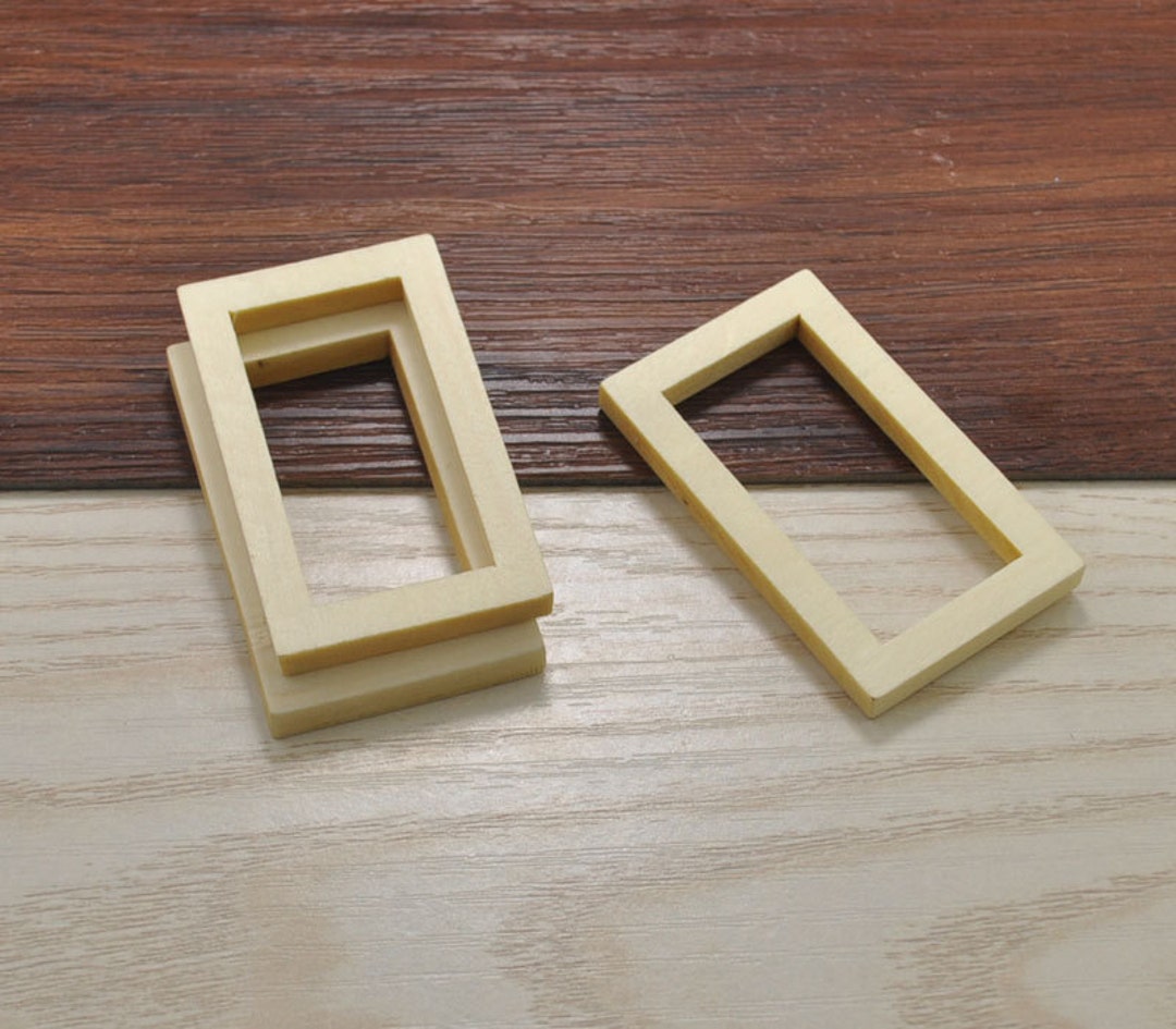 20pcs Wood Craft,rectangle Wooden Frame Accessories,rectangle Wood ...