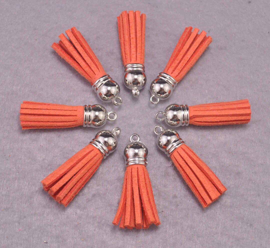 25pcs Mandarin Orange Leather Tassels,fringe Tassels Fiber Tassels With ...
