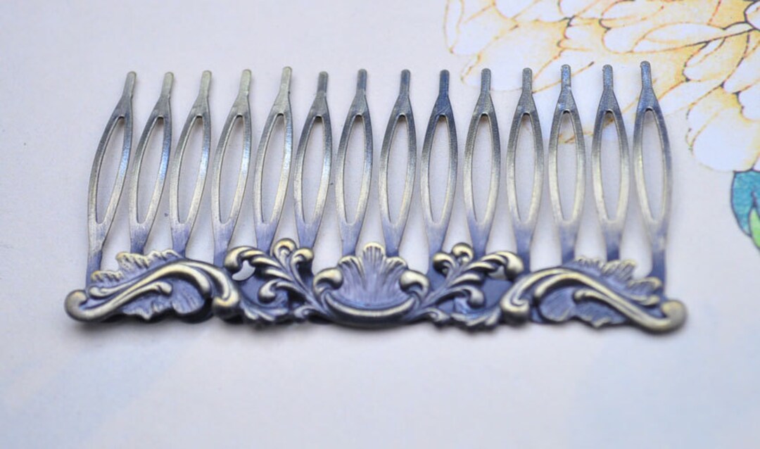 Antique Bronze Metal Comb- 5pcs Metal Hair Combs 14 Teeth Filigree Hair ...