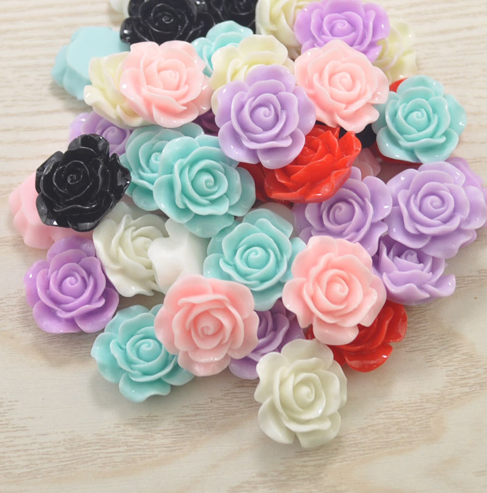 50pcs Resin Charm/flower Charm/ Resin Flower / Mixed Colors / Resin ...