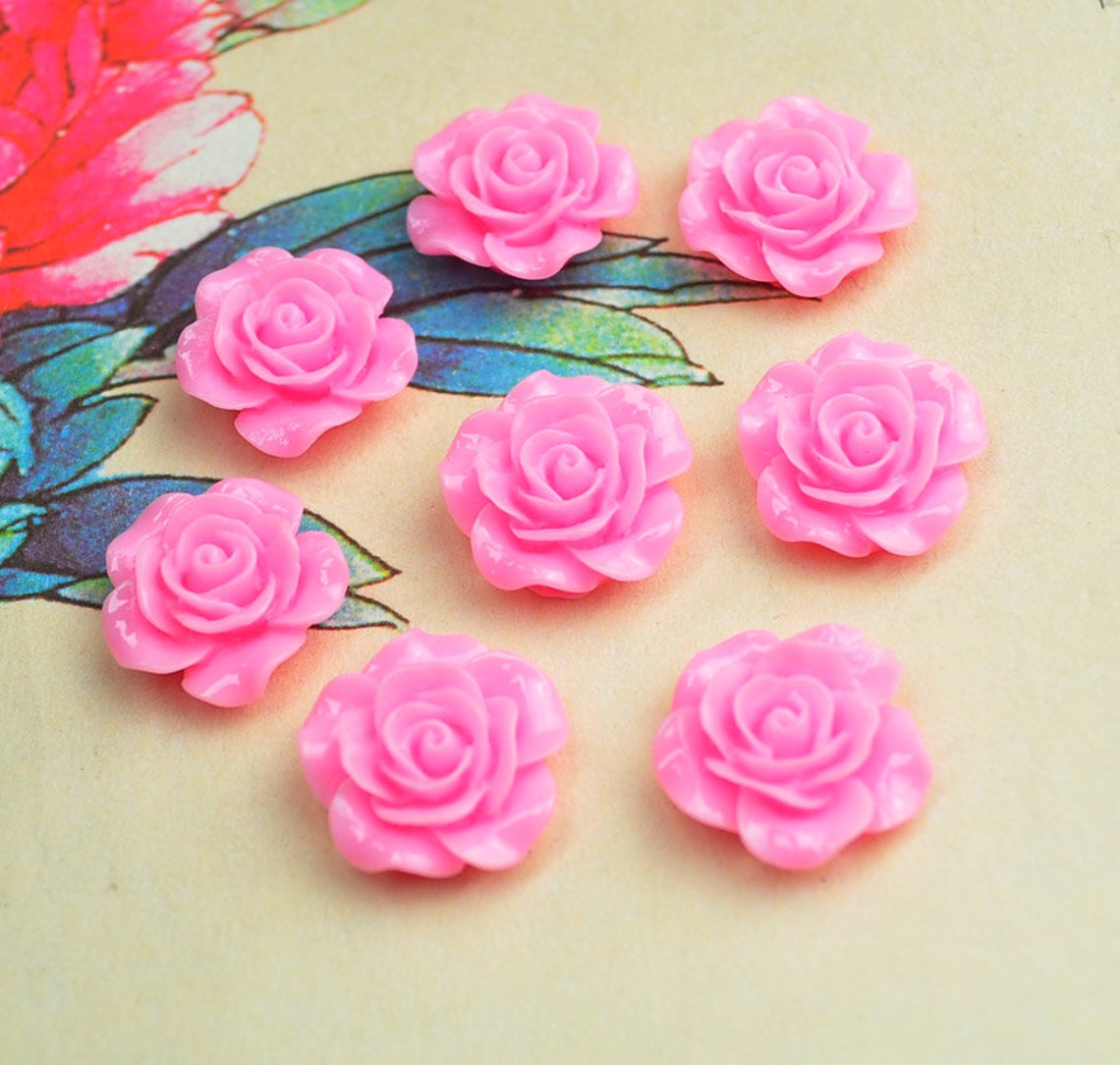 Rose Charms50pcs Pink Resin Rose Flower Charms18mm - Etsy