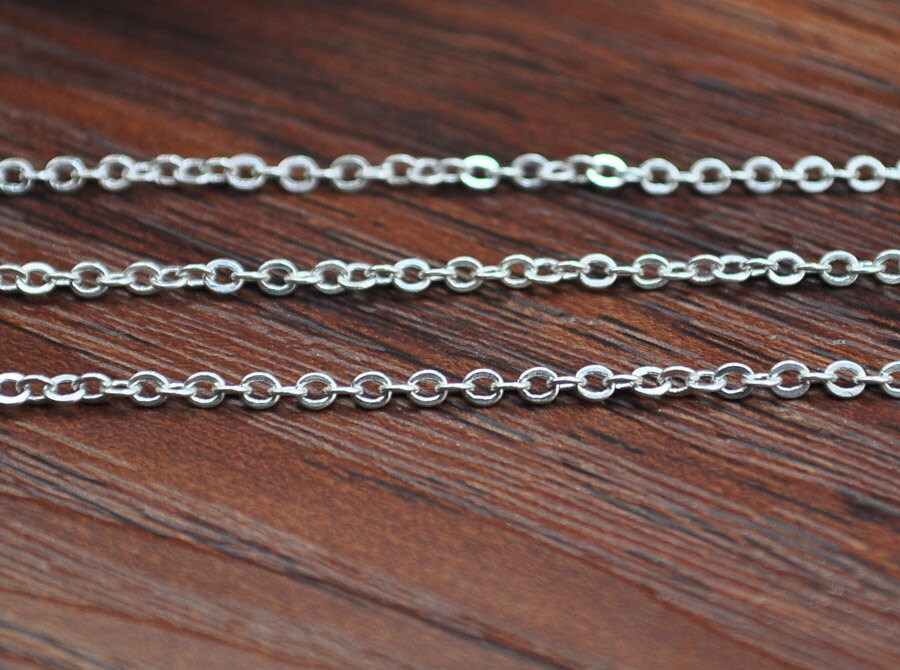 16ft(5meter) Metal Chains -2mm Silver Plated Flat Round Cable Link ...
