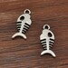 Antique Silver Metal Fish Bone Charmskull Fish Pendantdouble - Etsy