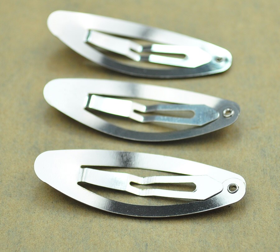 Metal Hair Snap Clips--100pcs Silver Plated Snap Hair Clips 46mm - Etsy