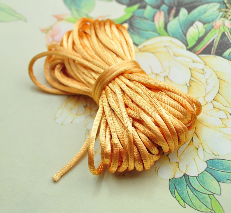 20 Yards2mm Satin Cord Gold Satin Rattail Cord | Etsy