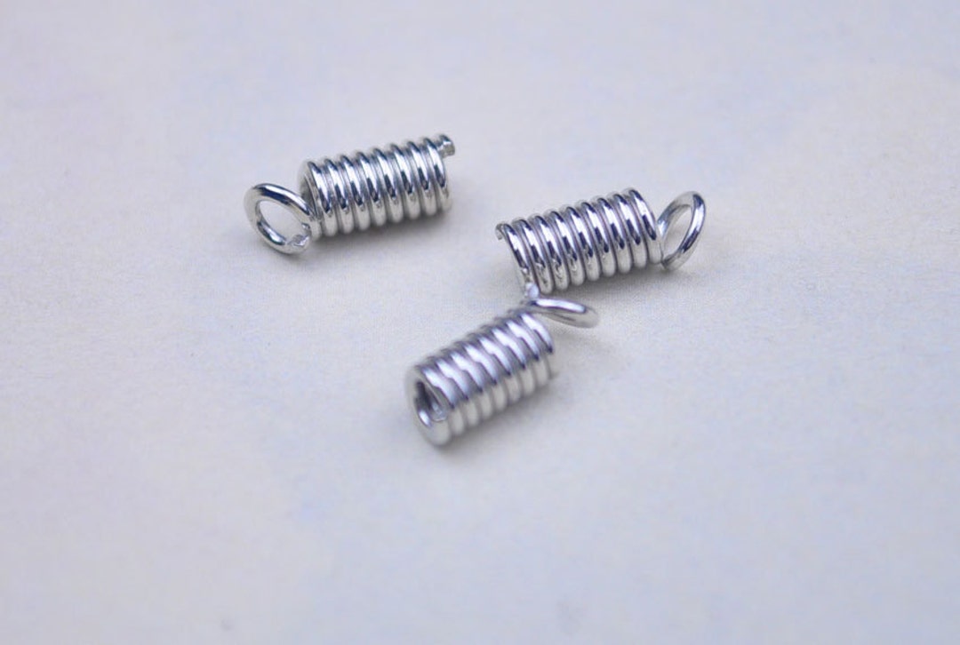 50pcs Spring Connectors White K Ribbon Crimp End Caps Fastener Spring ...