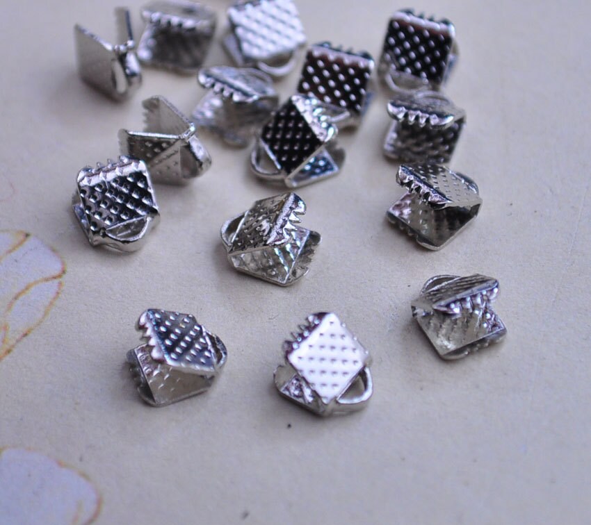 Ribbon Crimp Clasps-50pcs Ribbon Clamps Silver Plated Cord - Etsy