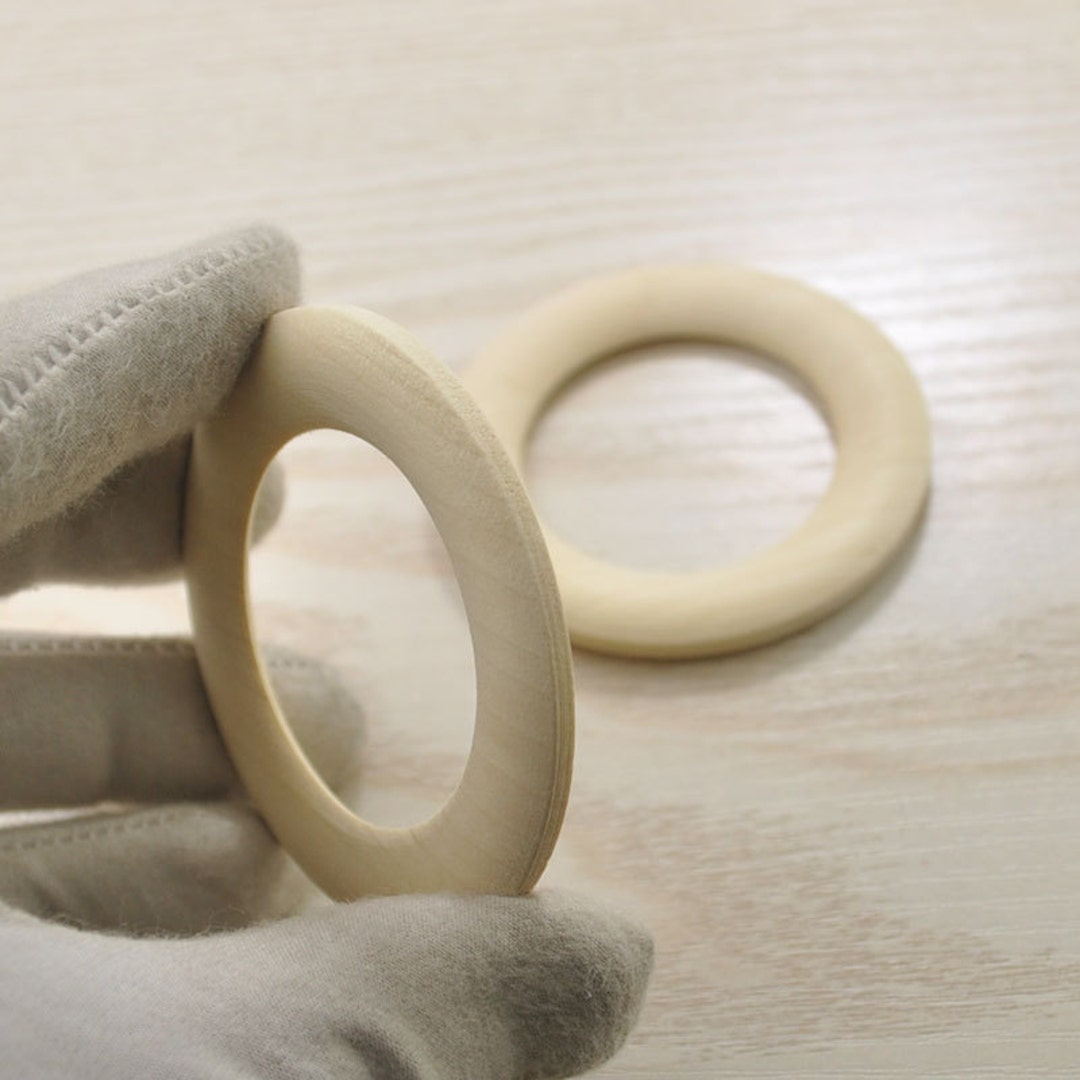 10pcs Natural Wooden Rings,60mm2.36''inchflat Wood Ring Smooth Surface ...