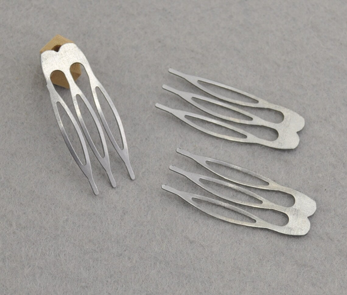 Silver Gray Metal Comb 50pcs Metal Hair Combs 3 Teeth 15x40mm | Etsy