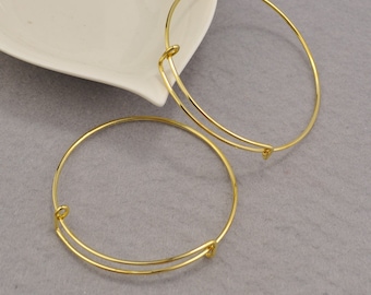 Adjustable Wire Bangle Bracelet . Polished Gold Plated / 1 Pcs - Etsy