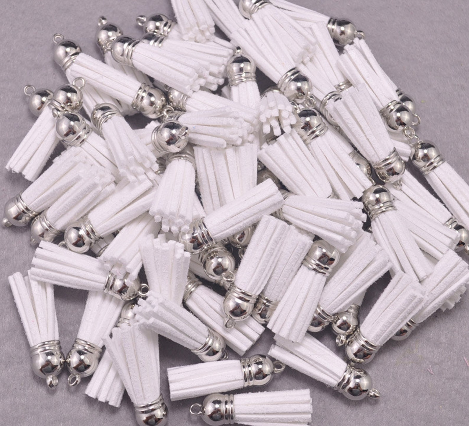 25pcs White Leather Tasselsfringe Tassels Fiber Tassels With - Etsy