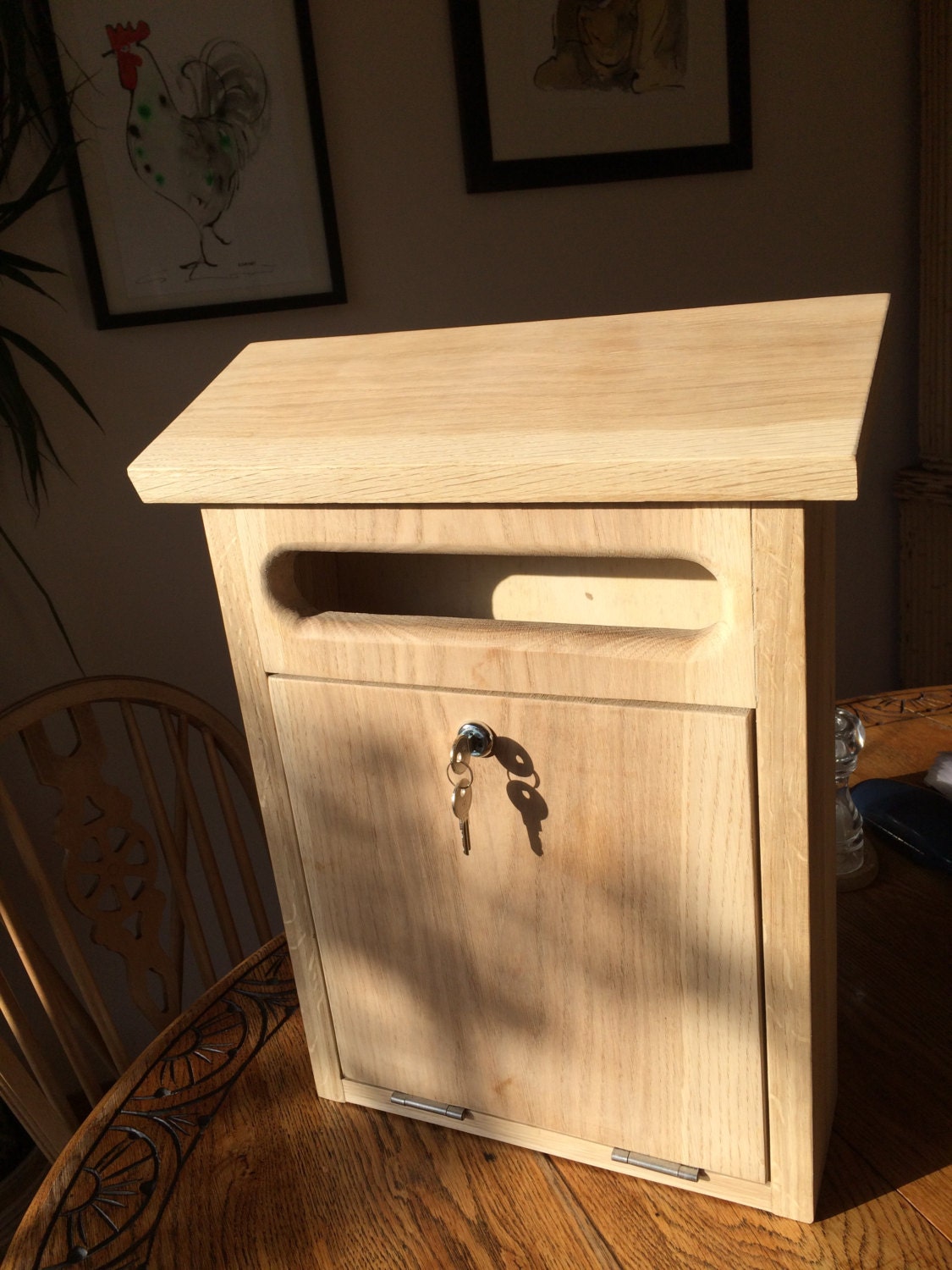 Slimline Oak Letter Box | Etsy UK