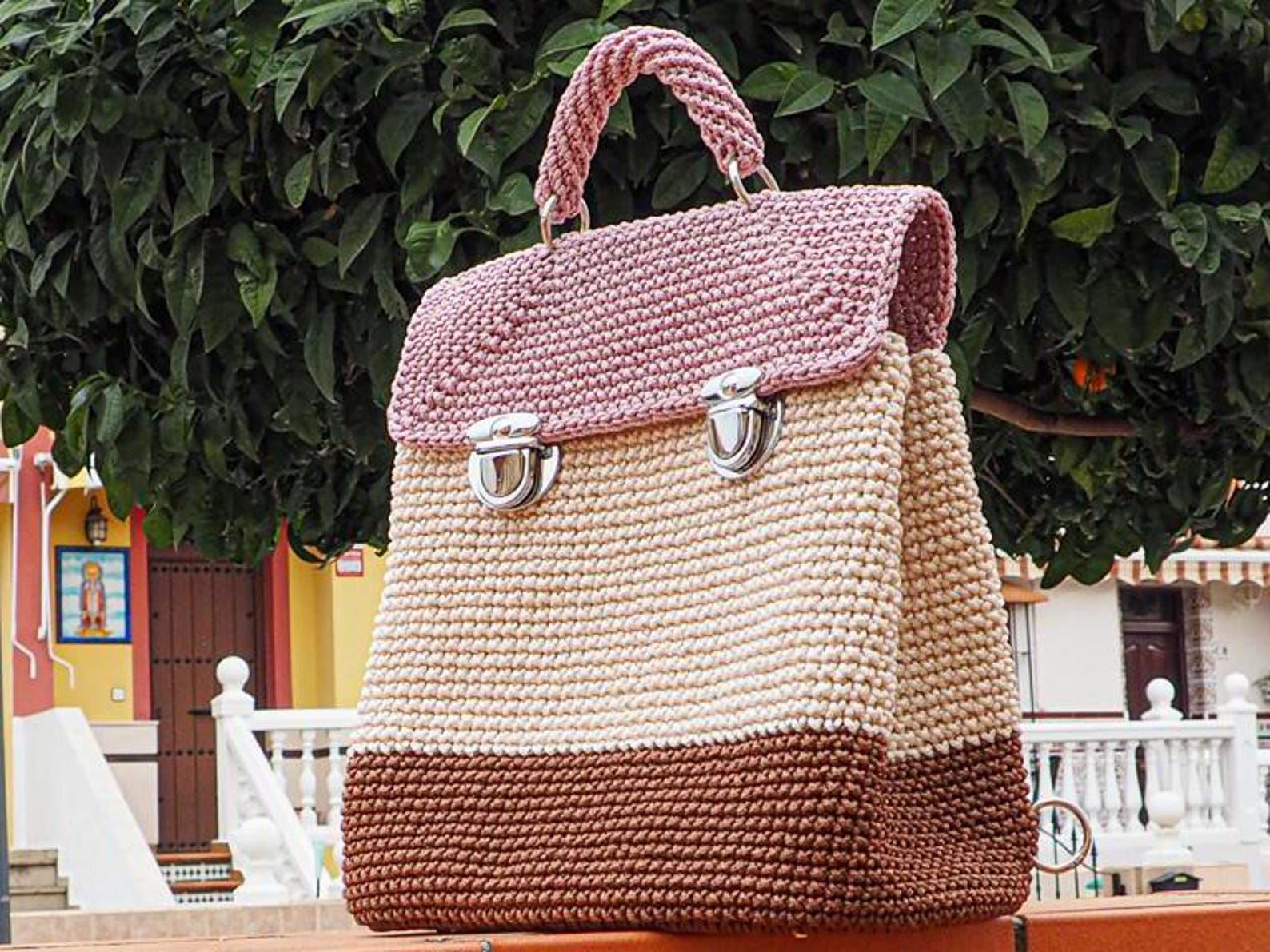 Crochet Briefcase Bag Pattern Pdf, Backpack Tutorial, Briefcase Pattern ...