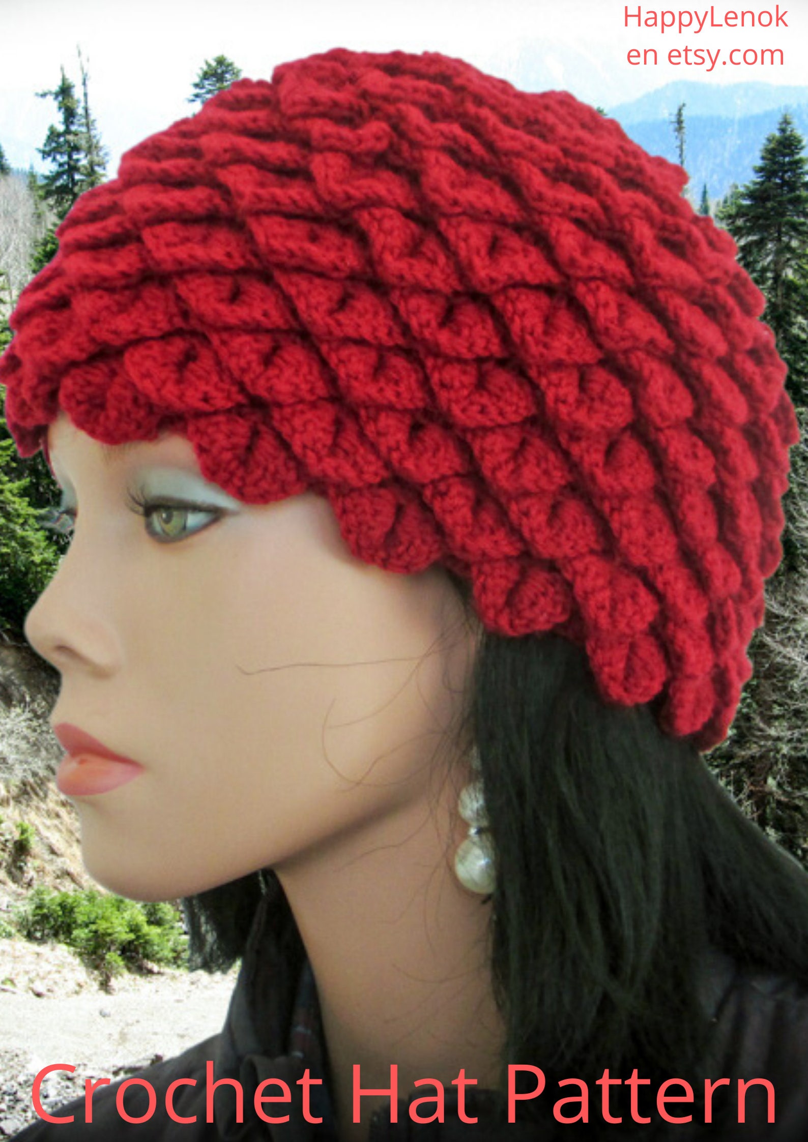 Crochet Hat Pattern Crocodile Stitch Hat Winter Hat for - Etsy