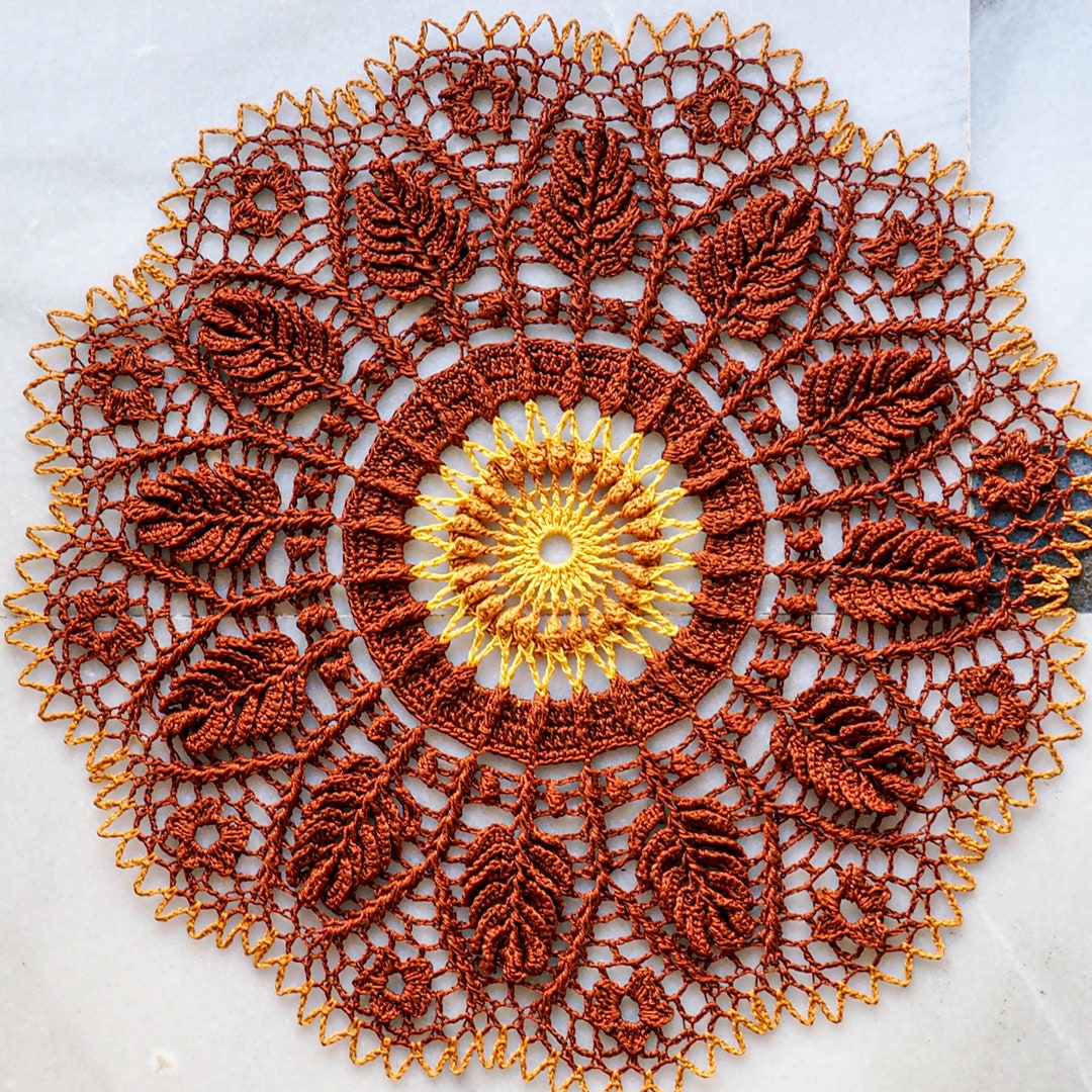 Crochet Patterns Doilies With 3D Leaves, PDF Tutorial, Pattern Crochet ...