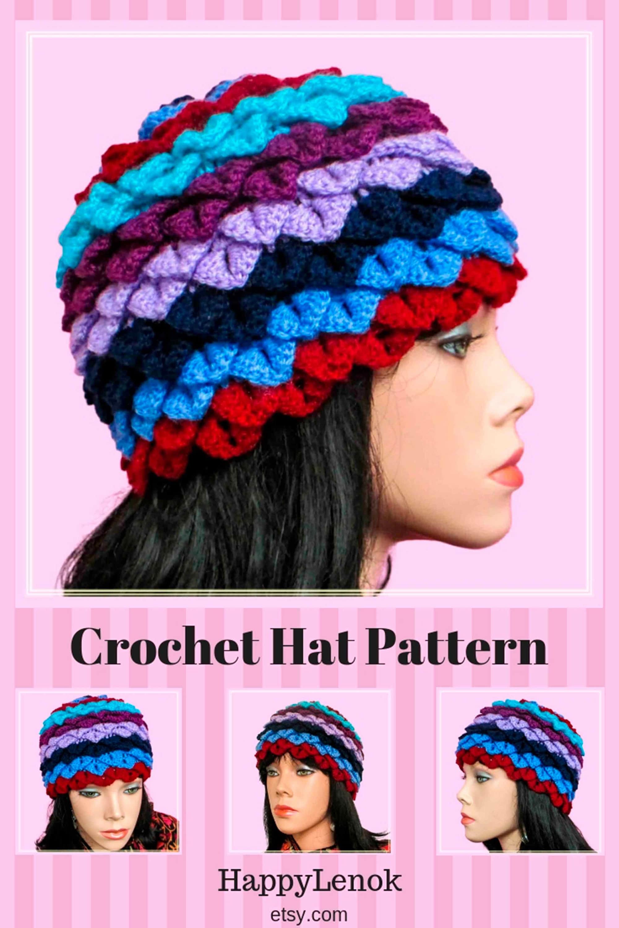 Crochet Hat Pattern Crocodile Stitch Hat Winter Hat for | Etsy