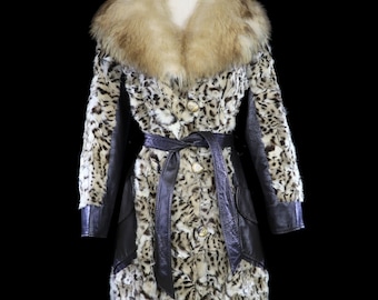 Long Fur Coat, Spotted Rabbit Fur Jacket Hood Hooded, Animal Print ...