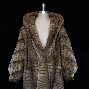 Long Fur Coat, Spotted Rabbit Fur Jacket Hood Hooded, Animal Print ...
